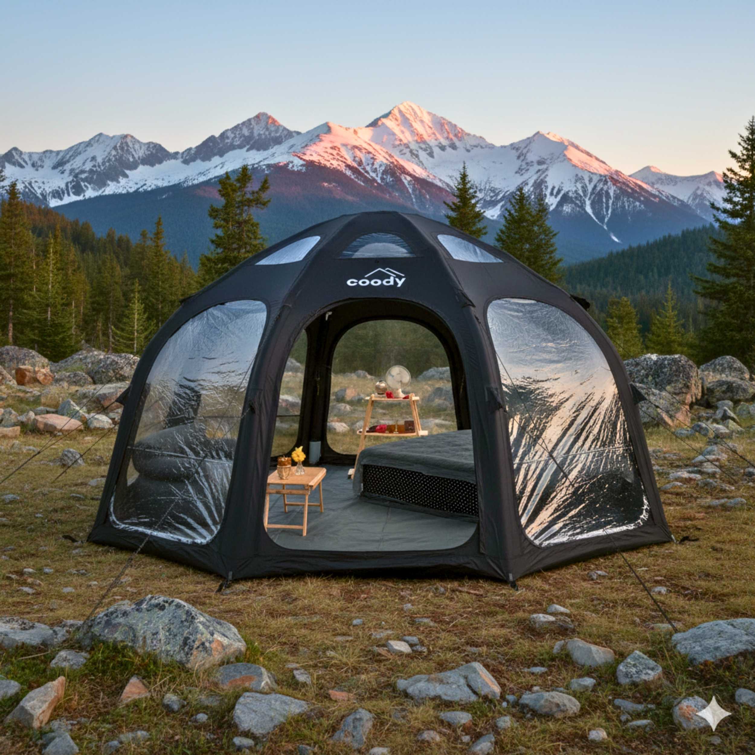 Coody Aurora Dome | RBM Outdoors Inflatable tent Octopus Black for 2-4 ...